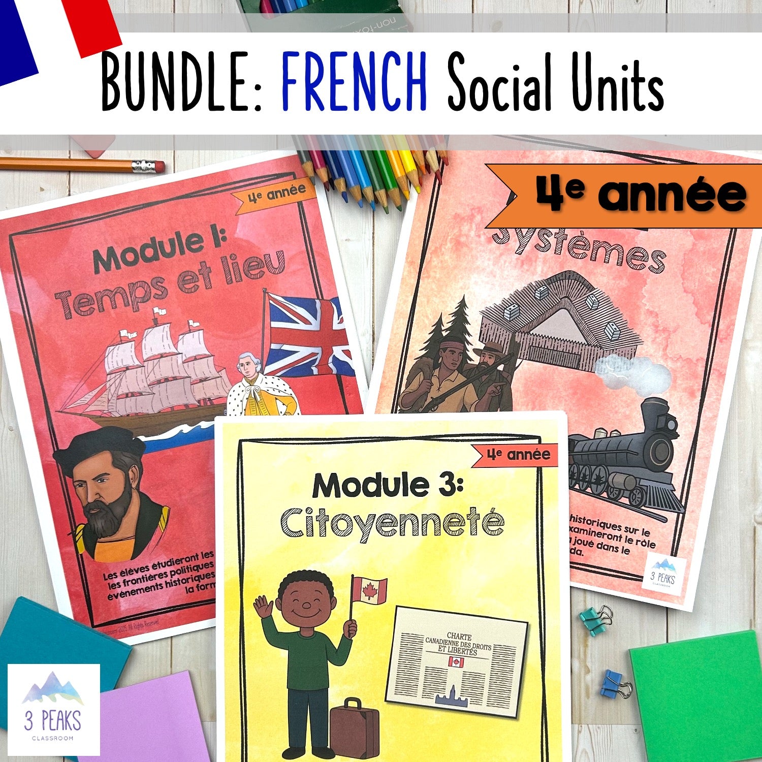 BUNDLE: NEW Alberta FRENCH Grade 4 Social Studies - All Units – 3 Peaks ...