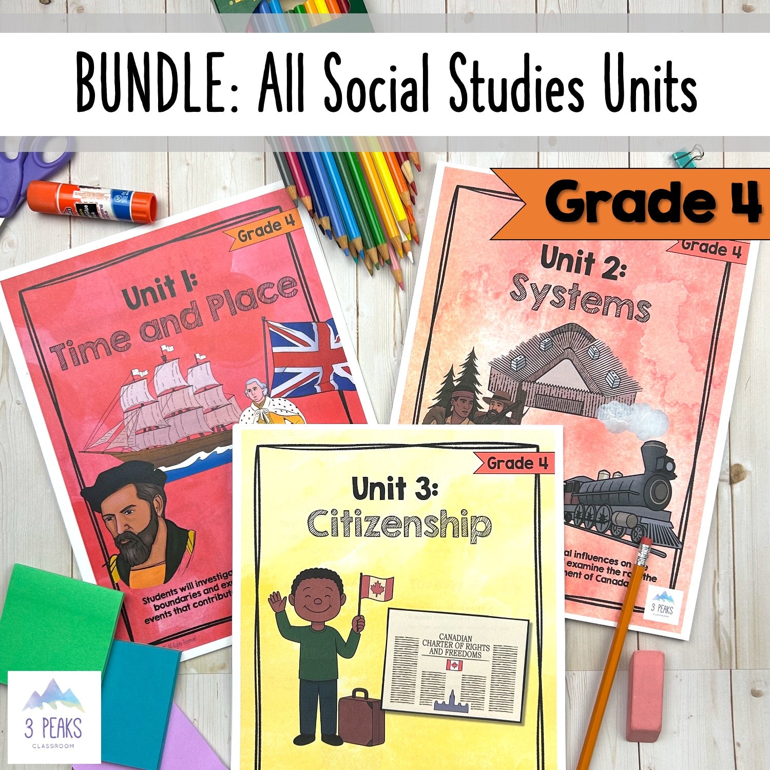 BUNDLE: NEW Alberta Grade 4 Social Studies - All Units – 3 Peaks Classroom