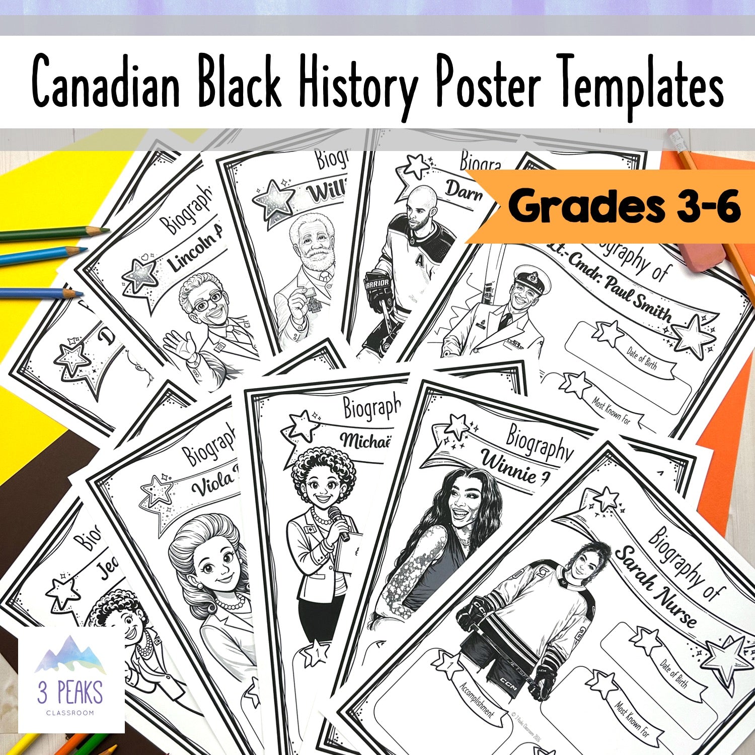 Canadian Black History Month - Blank BIOGRAPHY Templates/Pennant – 3 ...