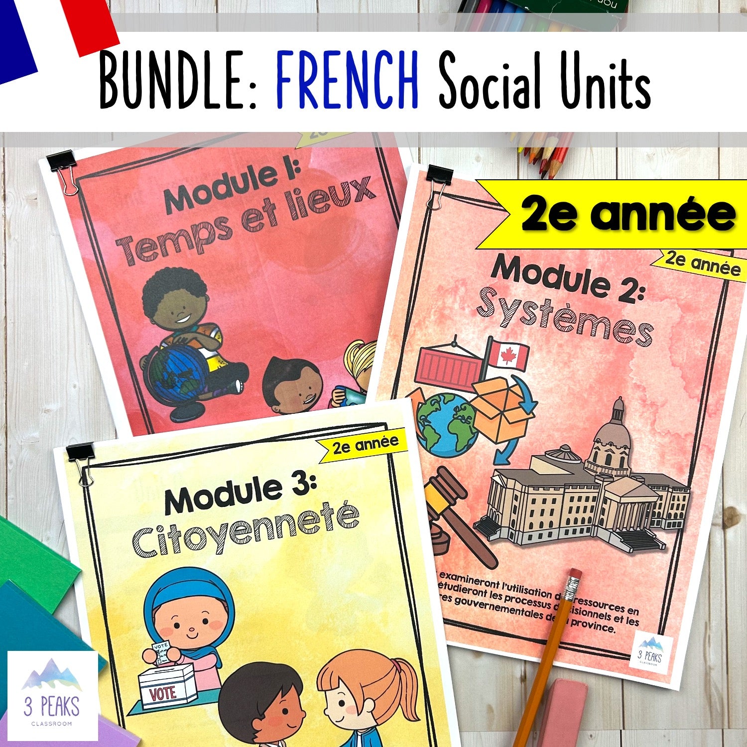 BUNDLE: NEW Alberta FRENCH Grade 2 Social Studies - All Units – 3 Peaks ...