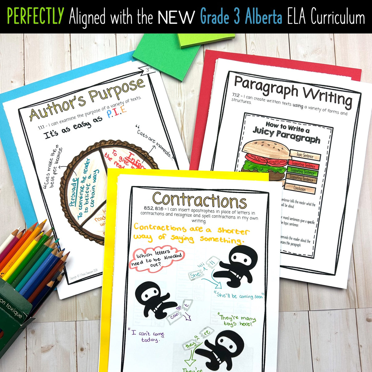 BUNDLE: Grade 3 Alberta Language Arts Notebooks - Interactive ELA Note ...